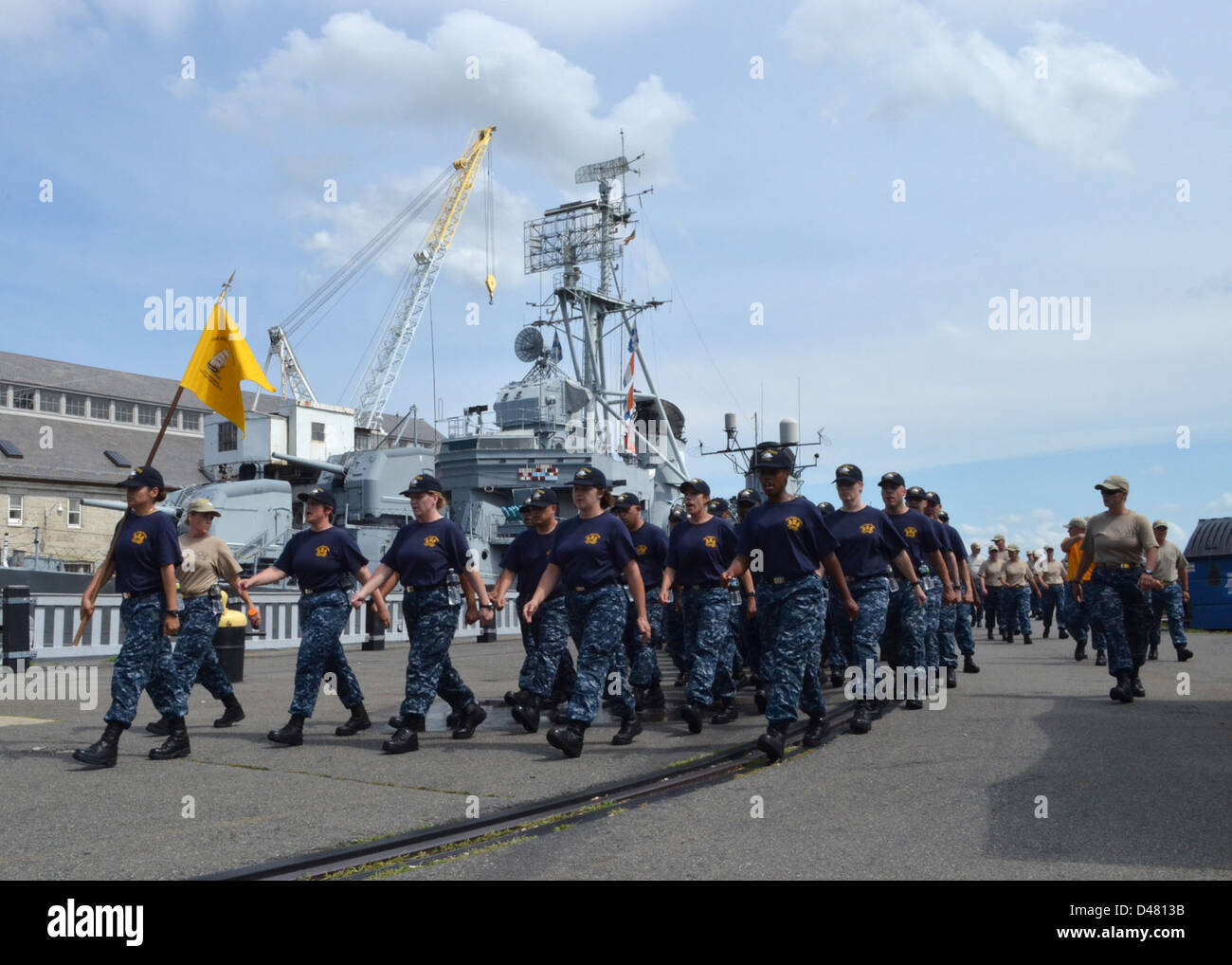 Chief Petty Officer selectees participate in a ceremonial march in ...