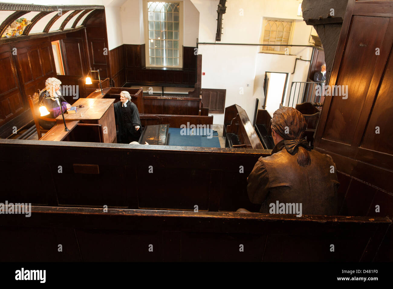 Dummies placed to replicate a one hundred year old court house scene at ...