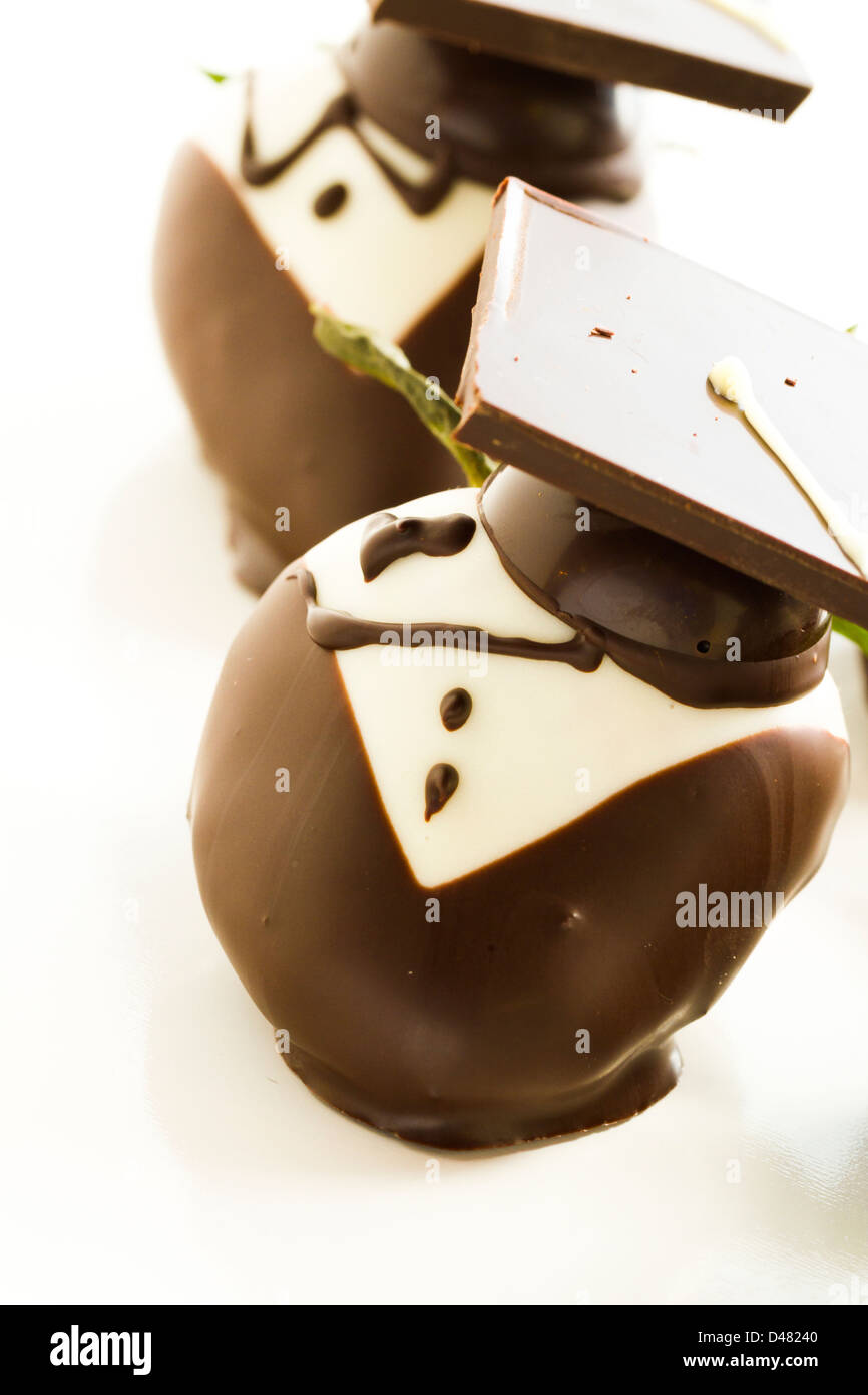 Gourmet chocolate covered strawberries decorated for graduation party ...
