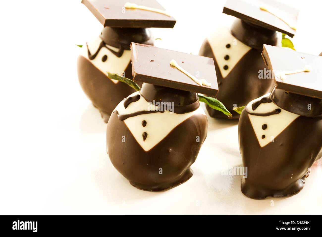 Gourmet chocolate covered strawberries decorated for graduation party ...