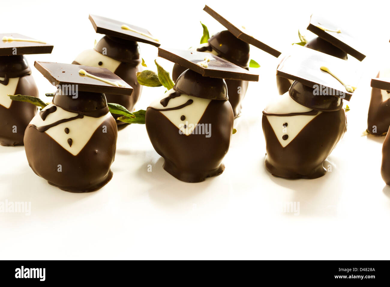 Gourmet chocolate covered strawberries decorated for graduation party ...