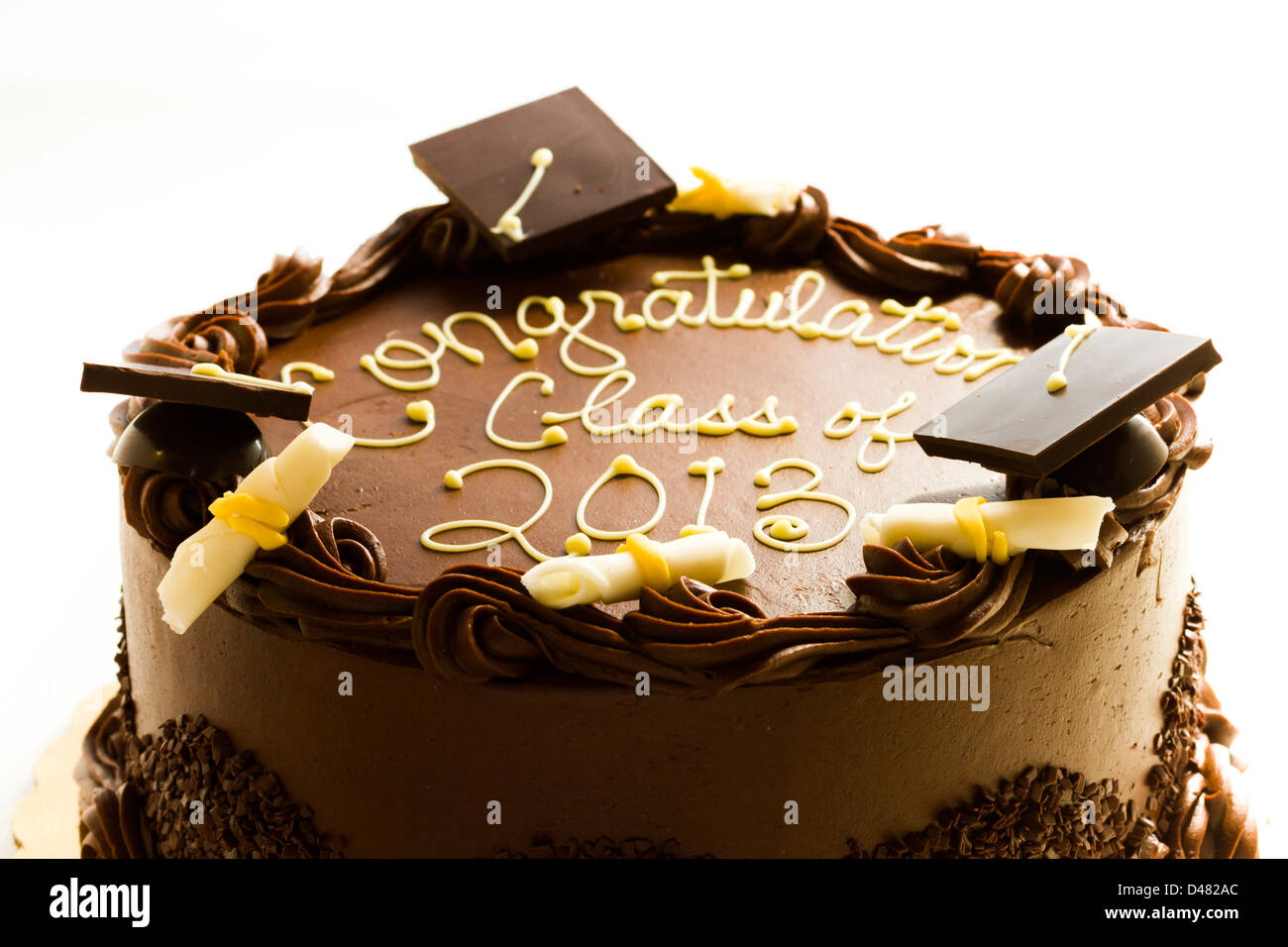 Gourmet chocolate cake decorated for graduation party Stock Photo - Alamy