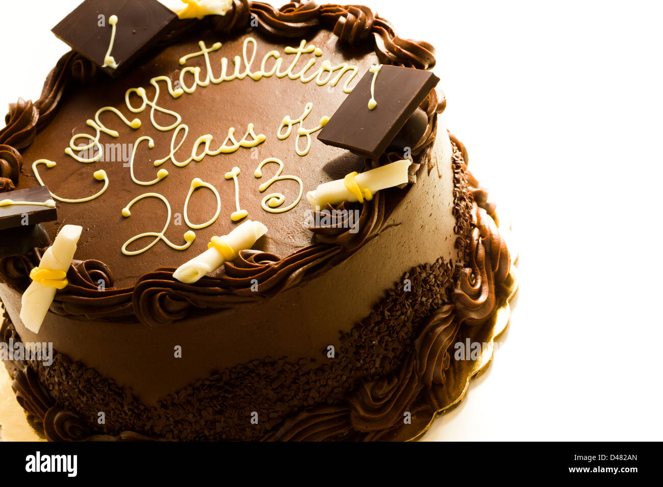 Gourmet chocolate cake decorated for graduation party Stock Photo - Alamy