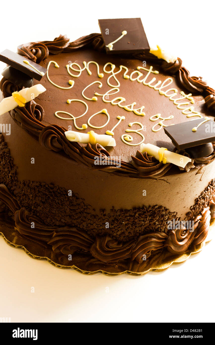 Gourmet chocolate cake decorated for graduation party Stock Photo - Alamy