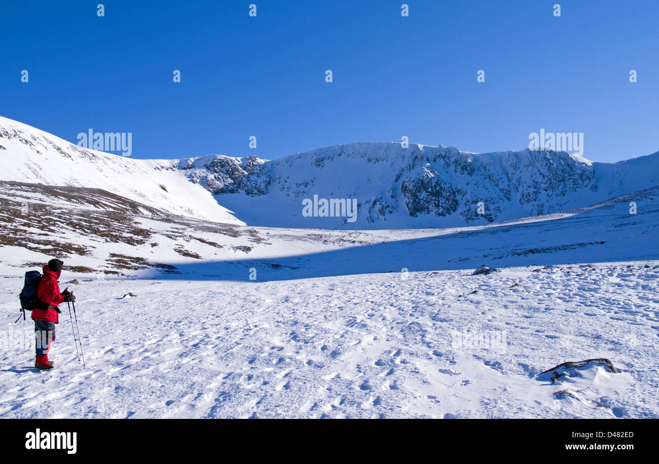 Hillwalker approaching Coire an t-Sneachda, Northern Corries ...
