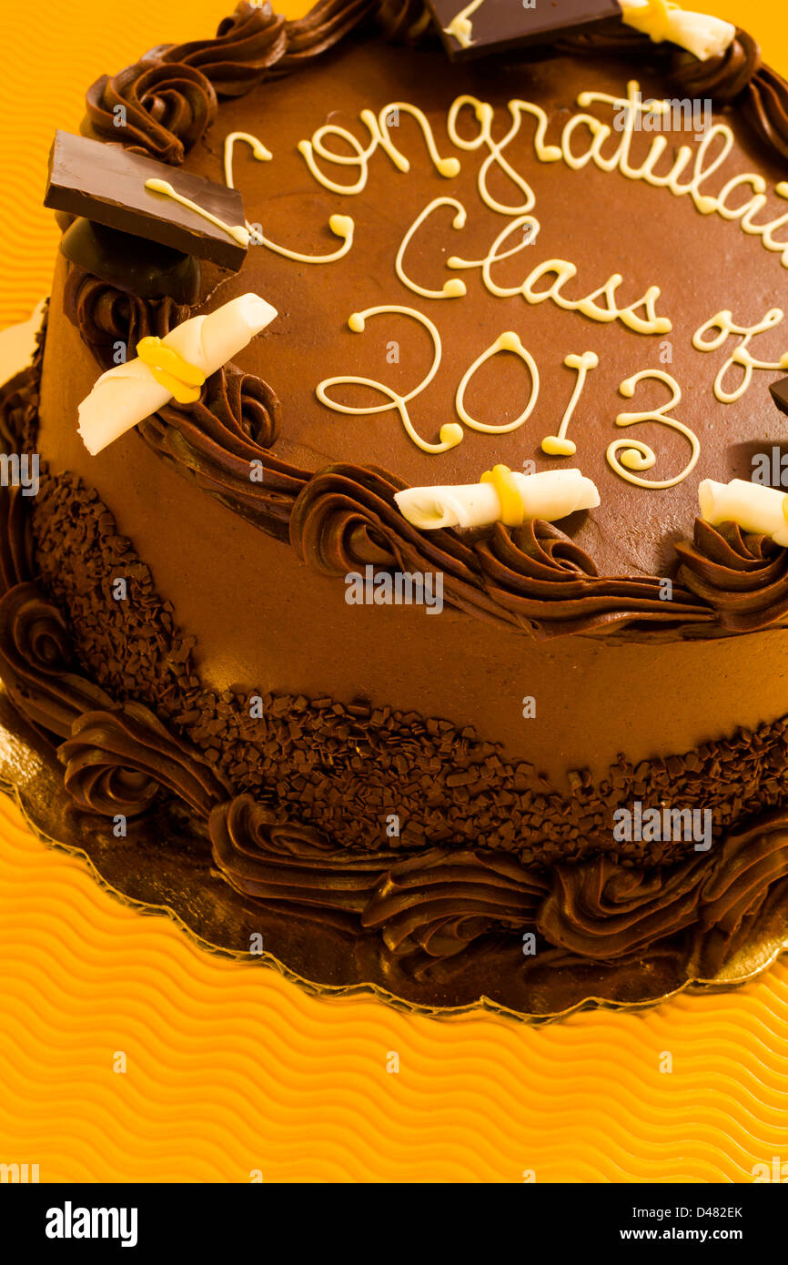 Gourmet chocolate cake decorated for graduation party Stock Photo - Alamy
