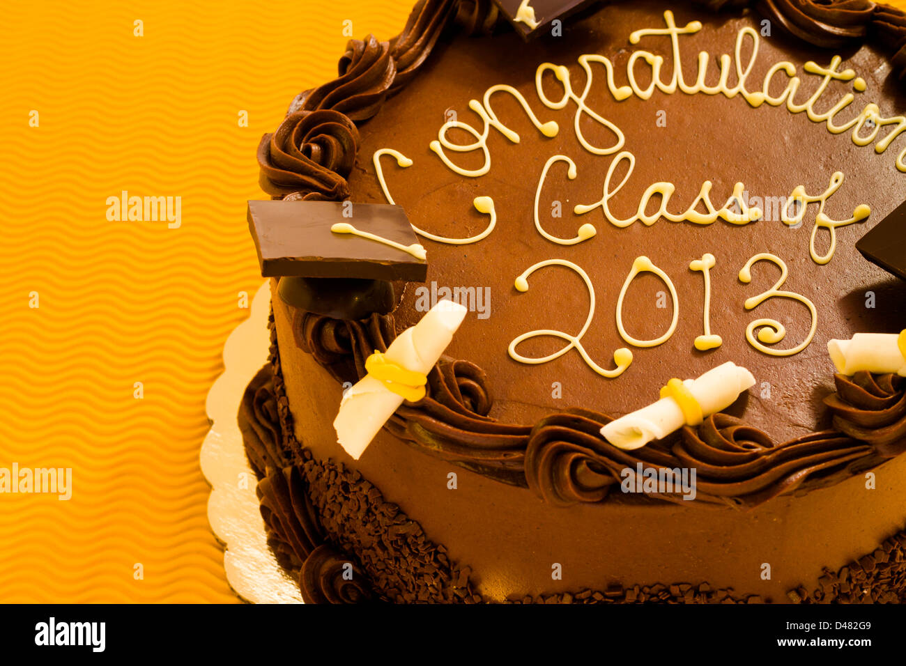 Gourmet chocolate cake decorated for graduation party Stock Photo - Alamy