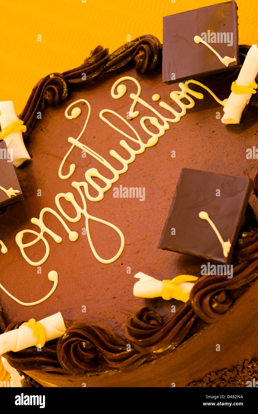 Gourmet chocolate cake decorated for graduation party Stock Photo - Alamy