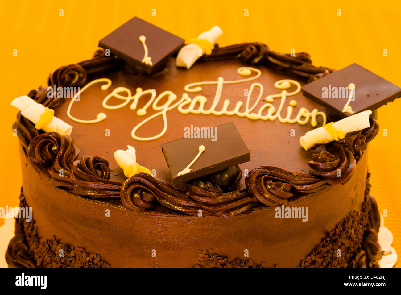 Gourmet chocolate cake decorated for graduation party Stock Photo - Alamy