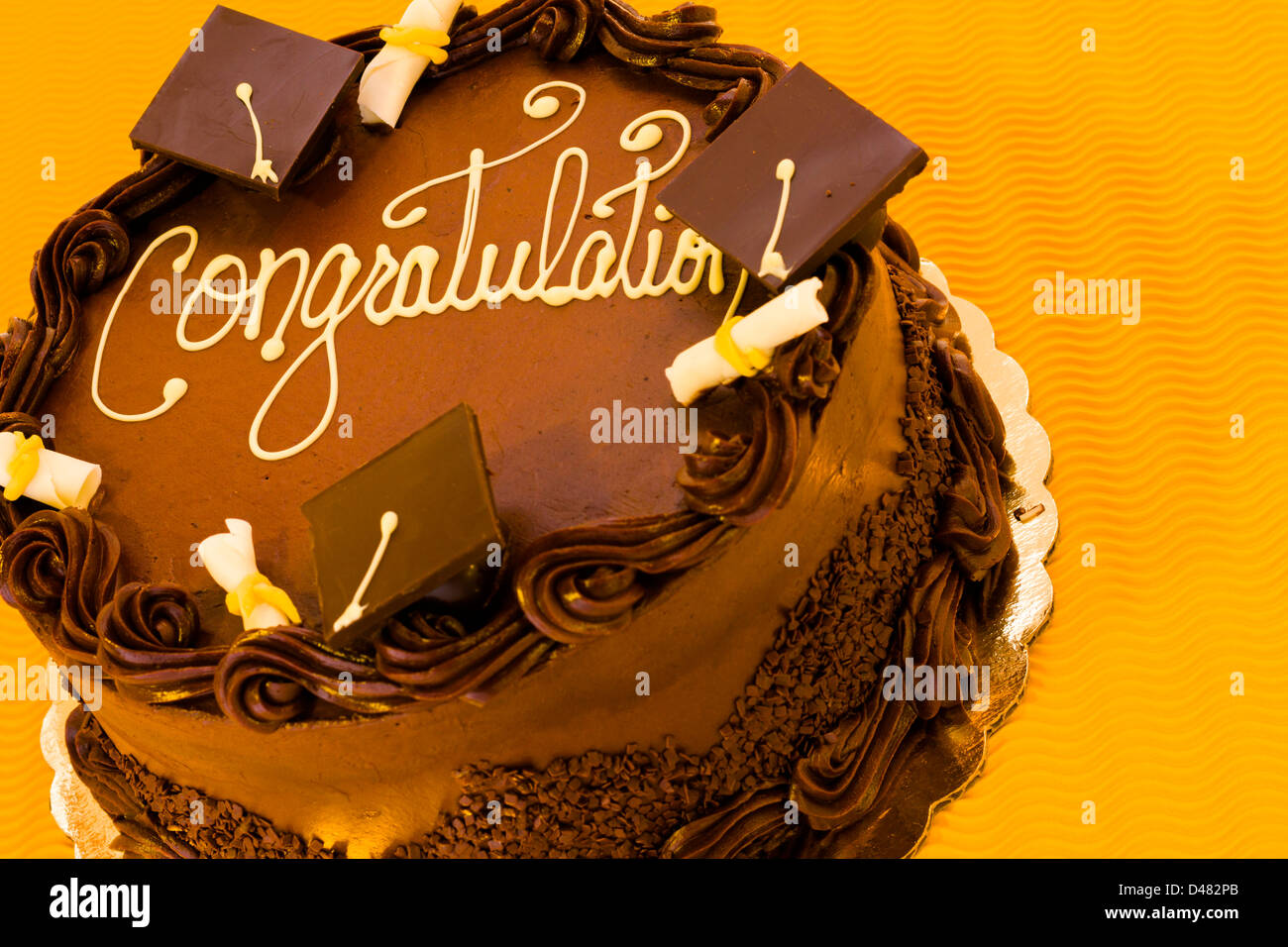 Gourmet chocolate cake decorated for graduation party Stock Photo - Alamy