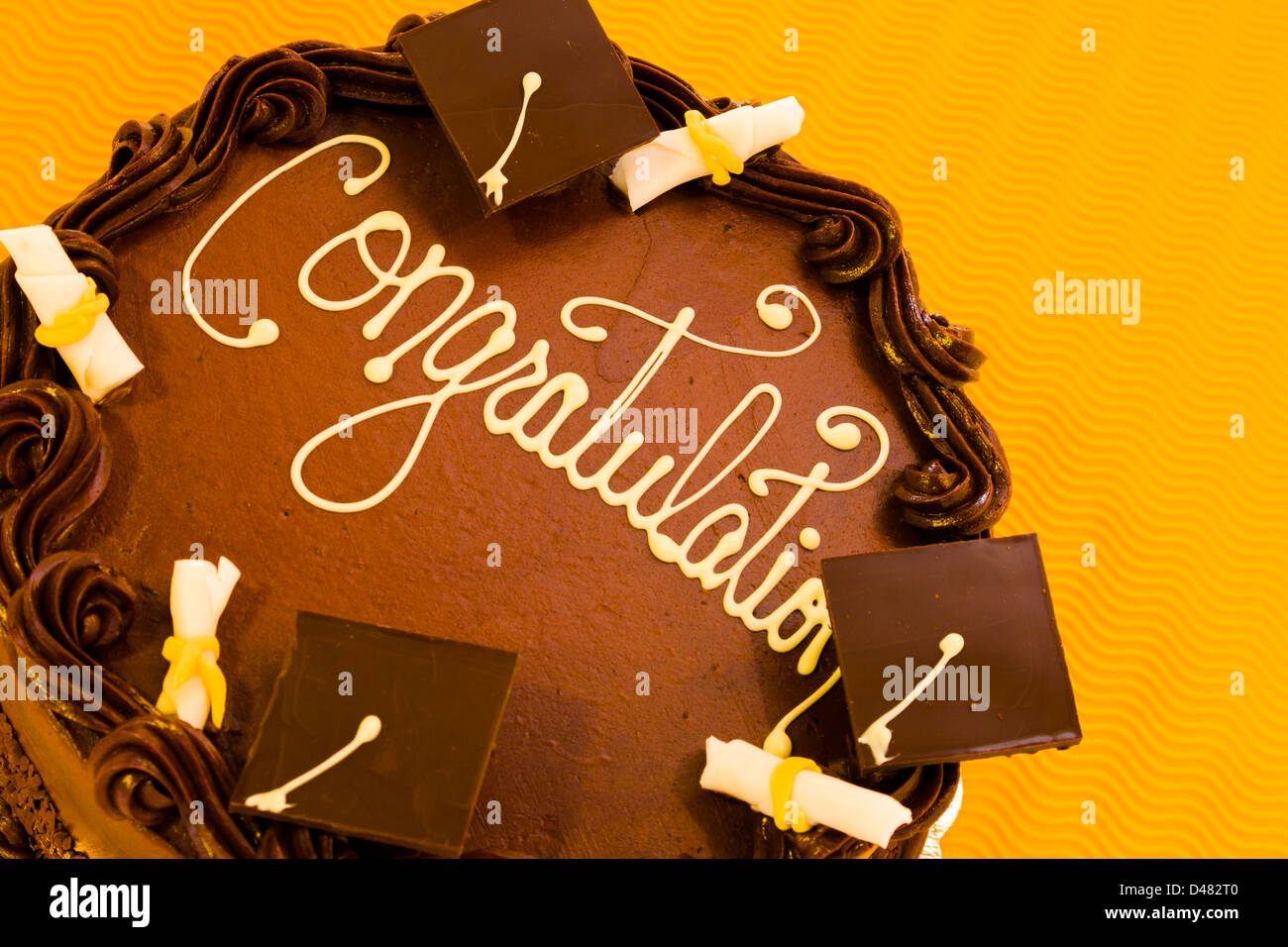 Gourmet chocolate cake decorated for graduation party Stock Photo - Alamy