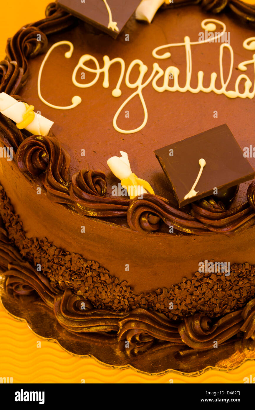 Gourmet chocolate cake decorated for graduation party Stock Photo - Alamy