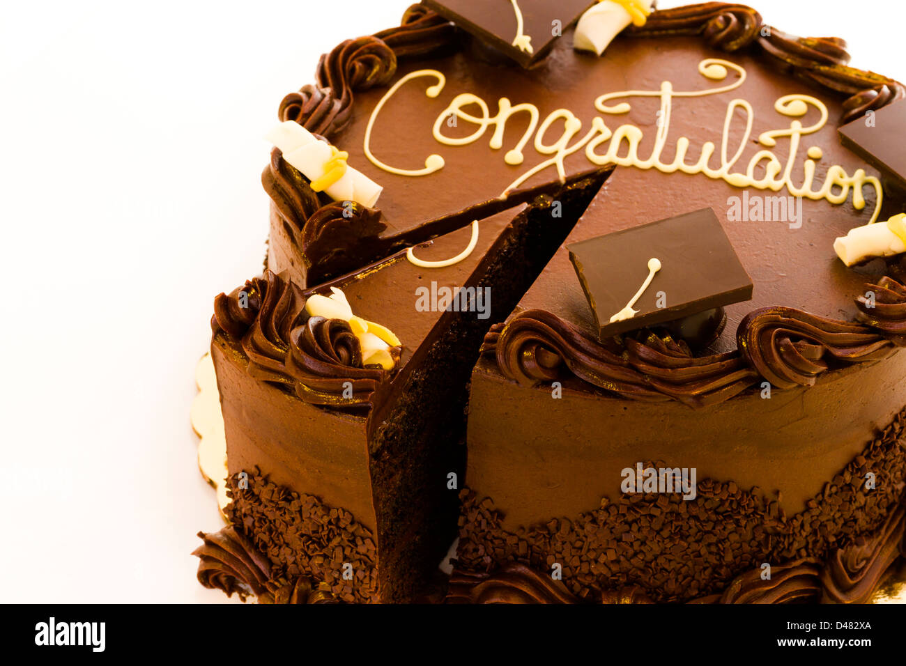 Gourmet chocolate cake decorated for graduation party Stock Photo - Alamy