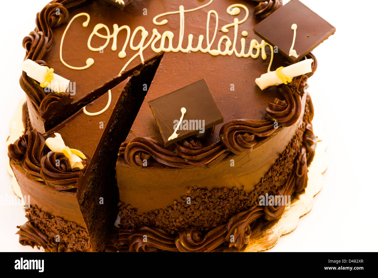 Gourmet chocolate cake decorated for graduation party Stock Photo - Alamy