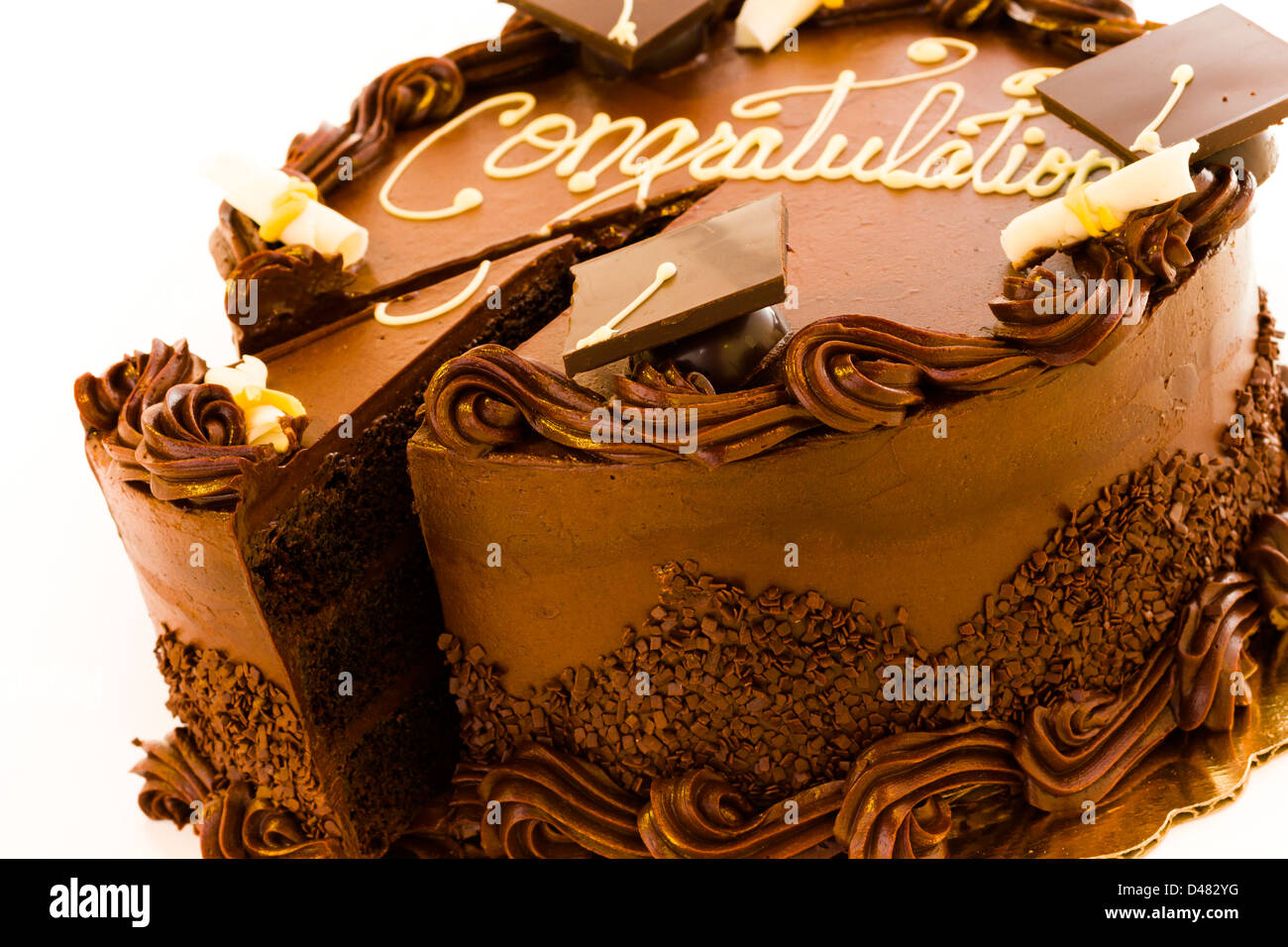 Gourmet chocolate cake decorated for graduation party Stock Photo - Alamy
