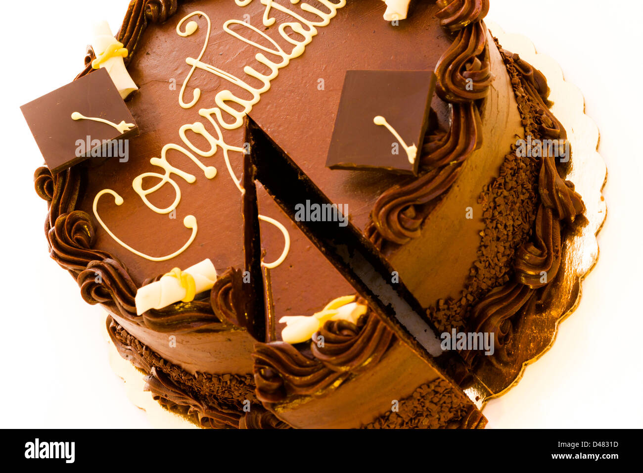 Gourmet chocolate cake decorated for graduation party Stock Photo - Alamy