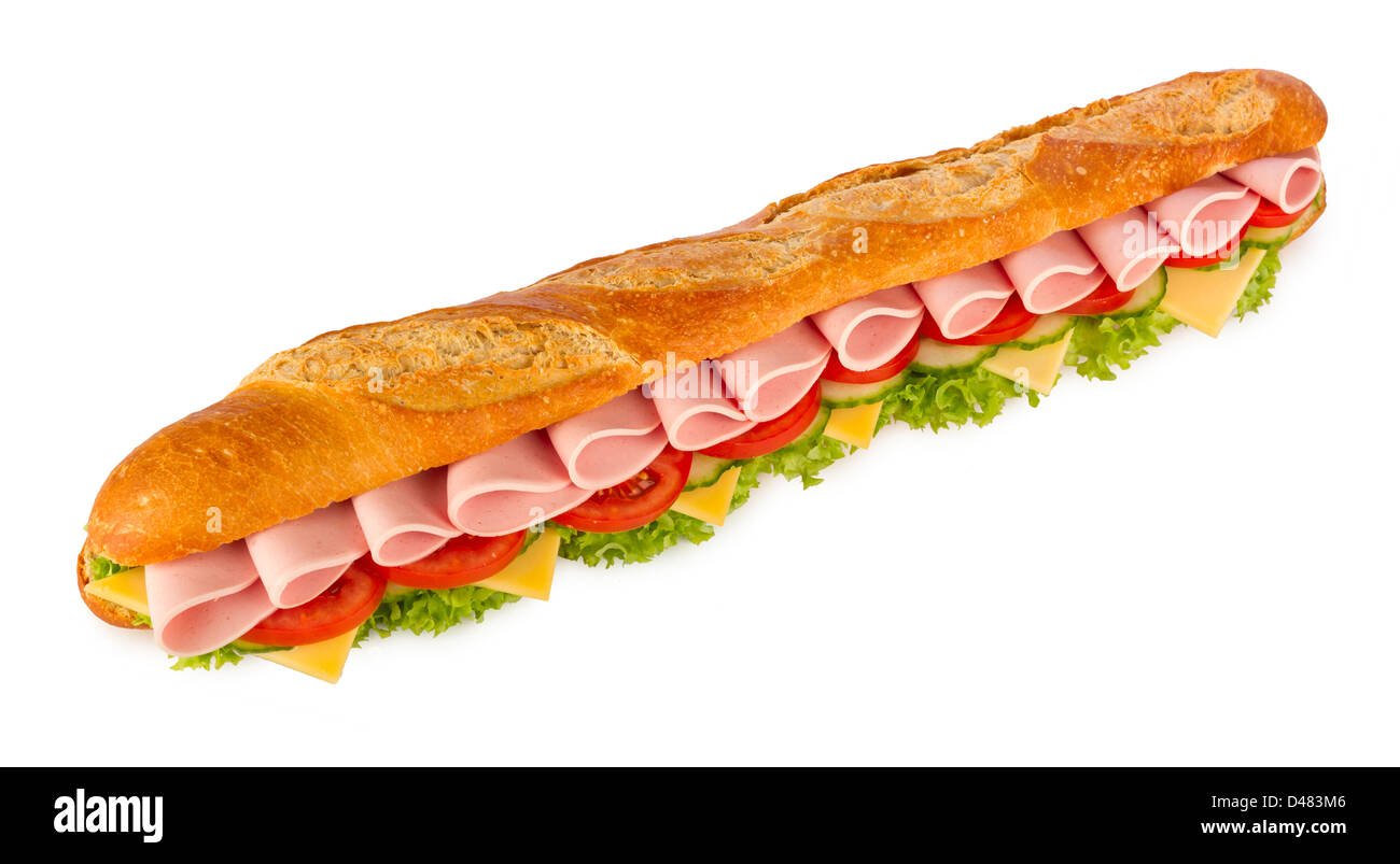 big mortadella sandwich in front of white background Stock Photo - Alamy