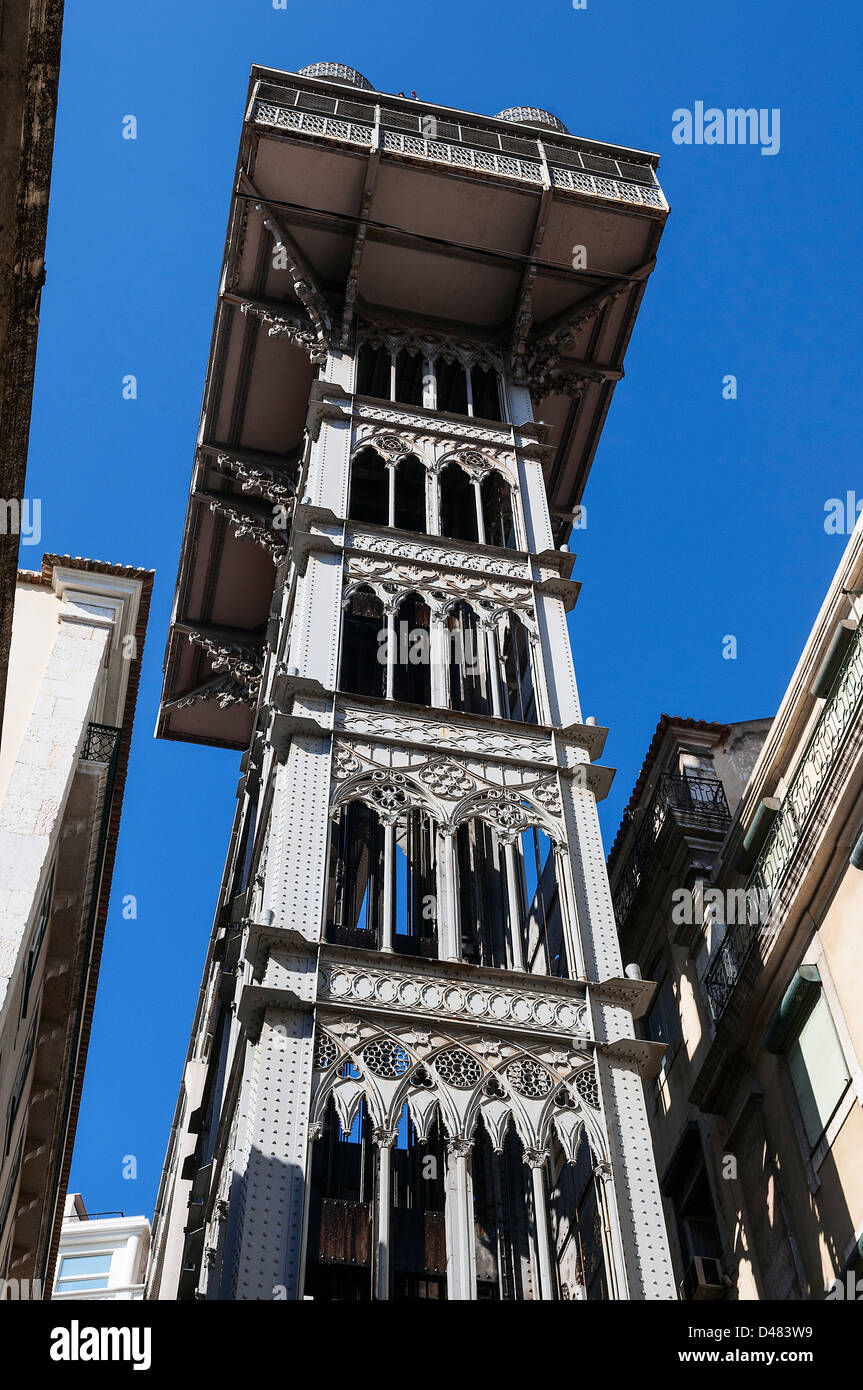 Santa Justa Lisbon city elevator, Portugal, architectural detail Stock ...