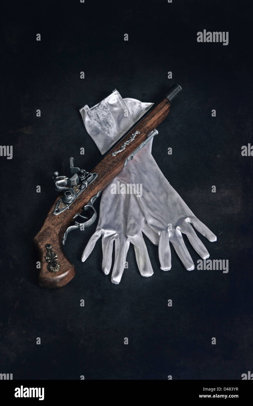 an old military rifle with white gloves Stock Photo - Alamy