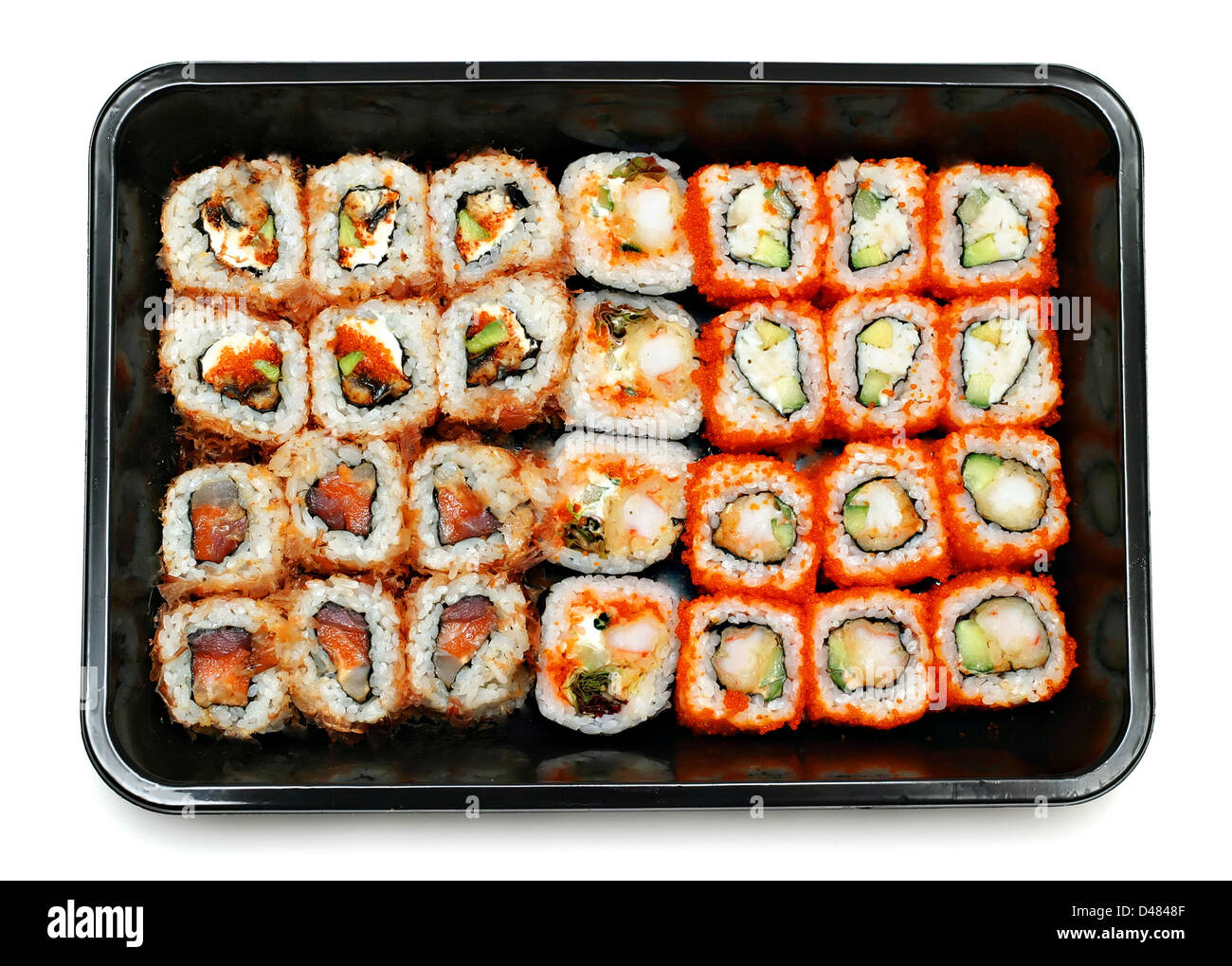 Sushi set in black Cut Out Stock Images & Pictures - Alamy