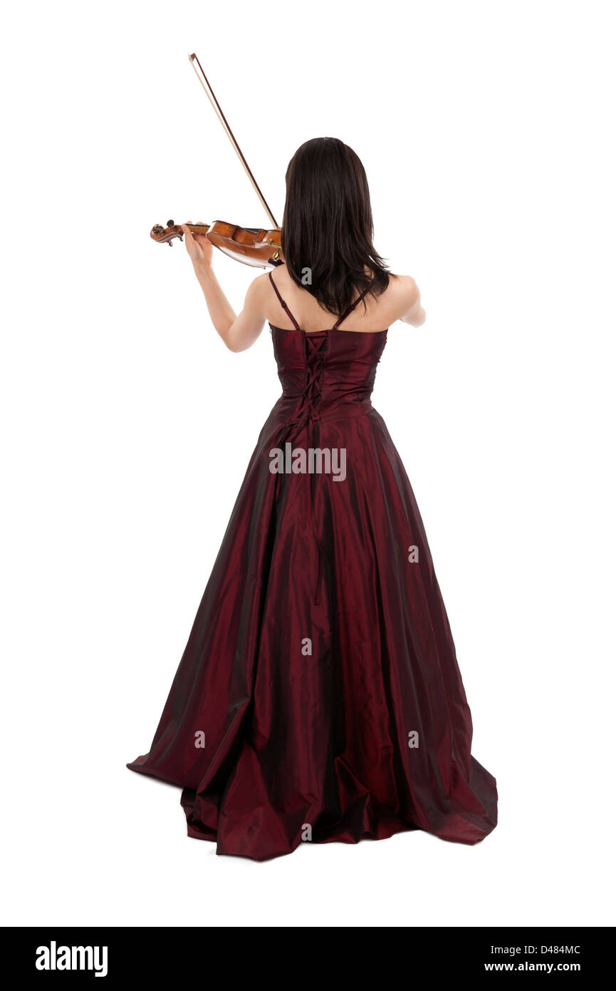 back view of young female violin player Stock Photo - Alamy