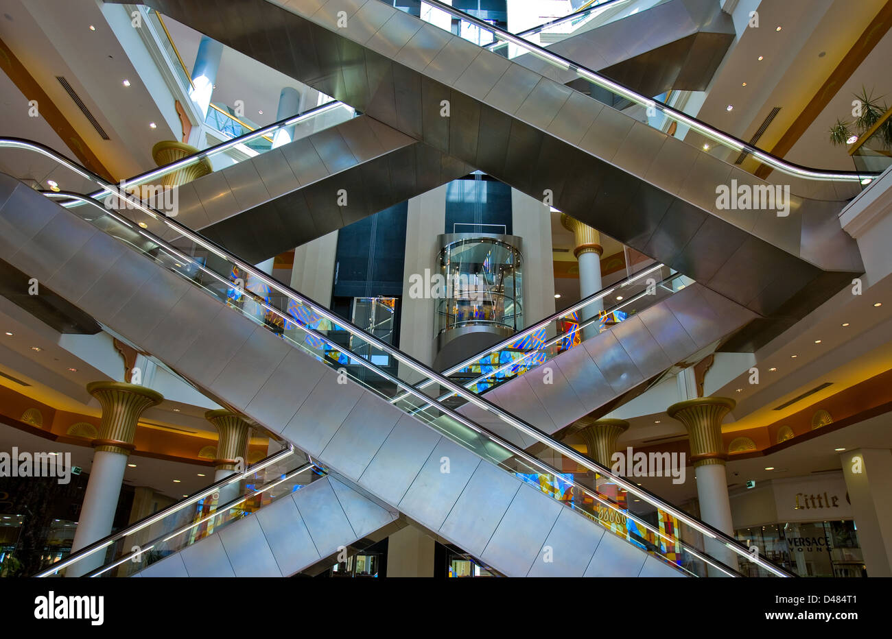 Dubai, the escalators of the Wafy City Mall Stock Photo - Alamy