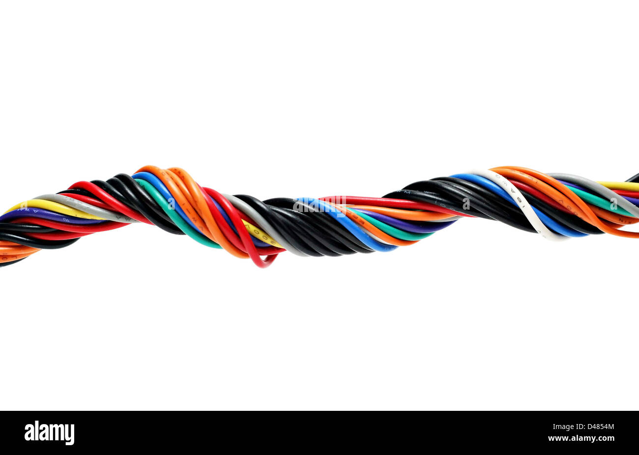 Multicolored computer cable isolated on white Stock Photo - Alamy