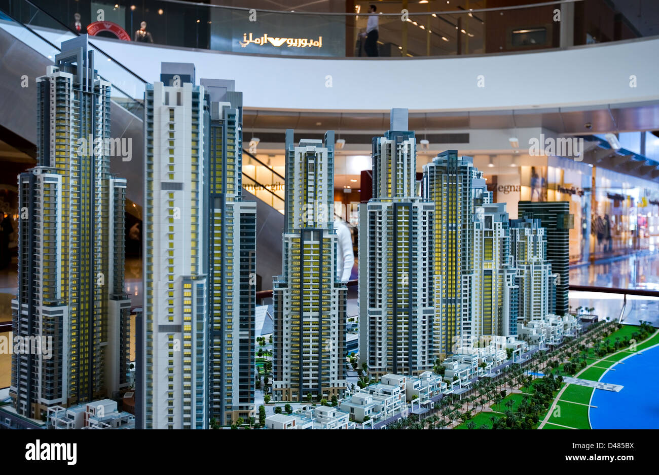 Dubai, skyscrapers models in the Emirates Towers shopping center Stock ...
