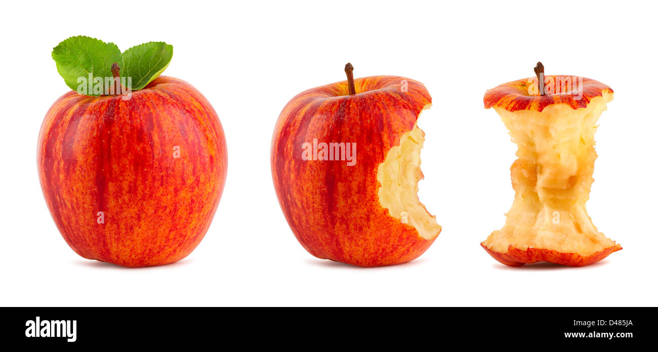 row of red apples on white background Stock Photo - Alamy