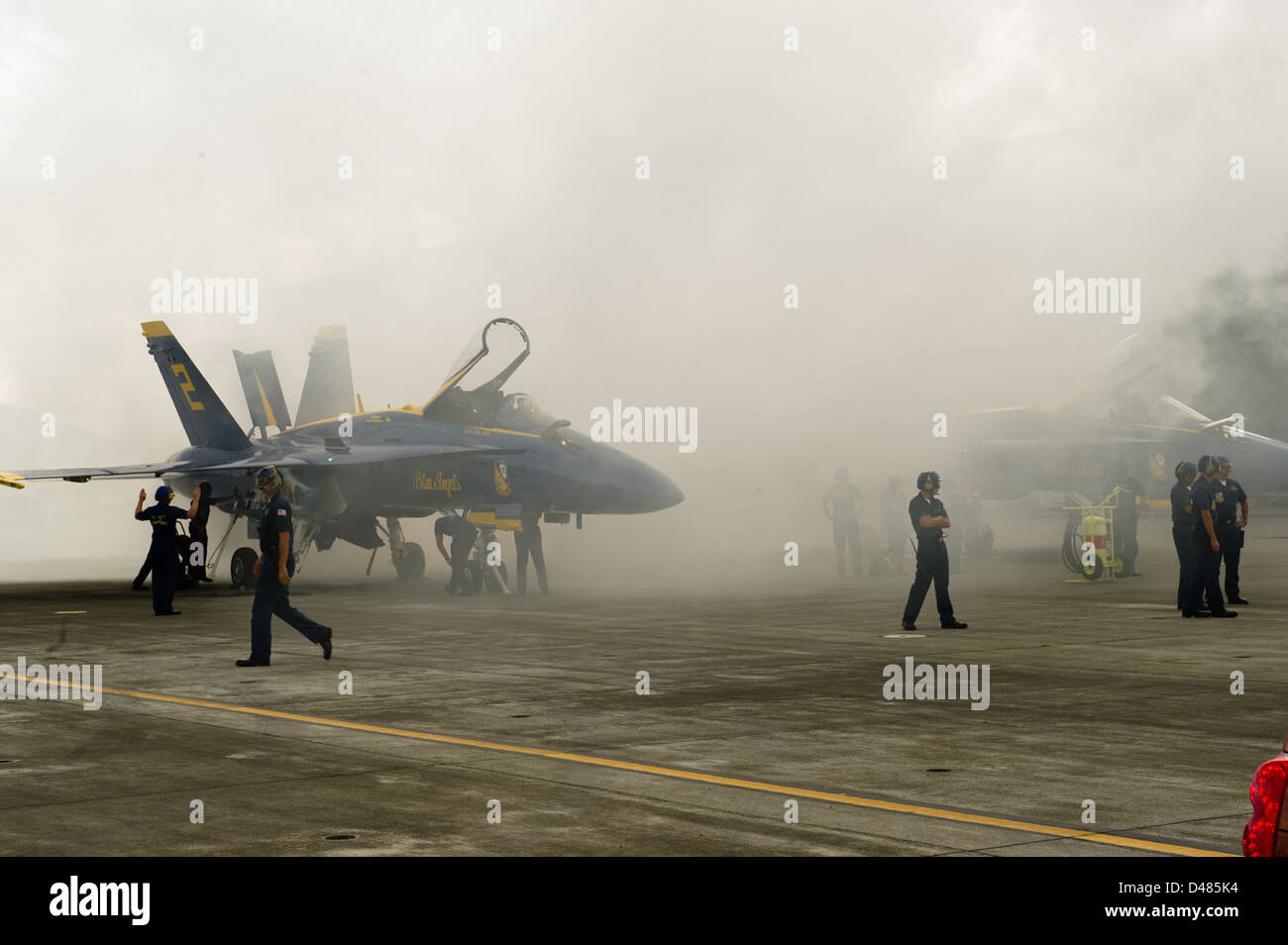 Blue Angels test their smoke systems Stock Photo - Alamy
