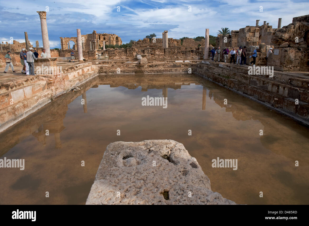 The Forum at the spectacular ruins of Leptis Magna near Al Khums, Libya ...