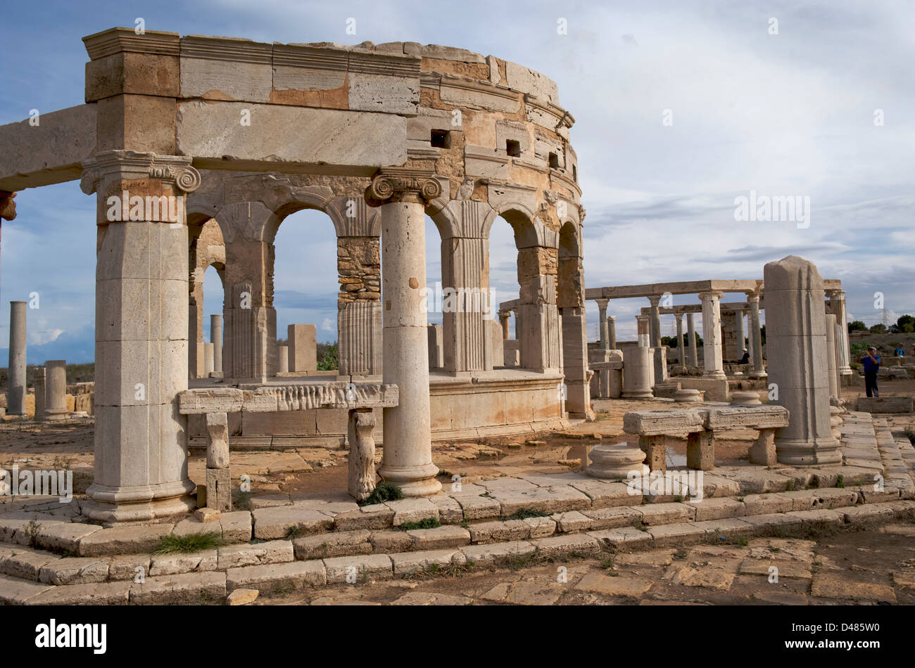 The Market at the spectacular ruins of Leptis Magna near Al Khums ...