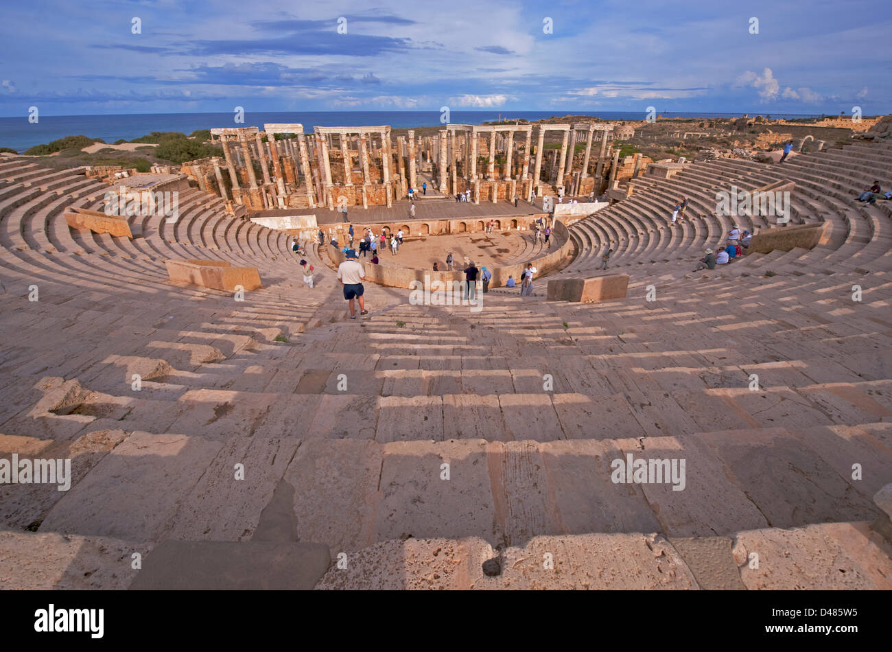 The Theater at the spectacular ruins of Leptis Magna near Al Khums ...