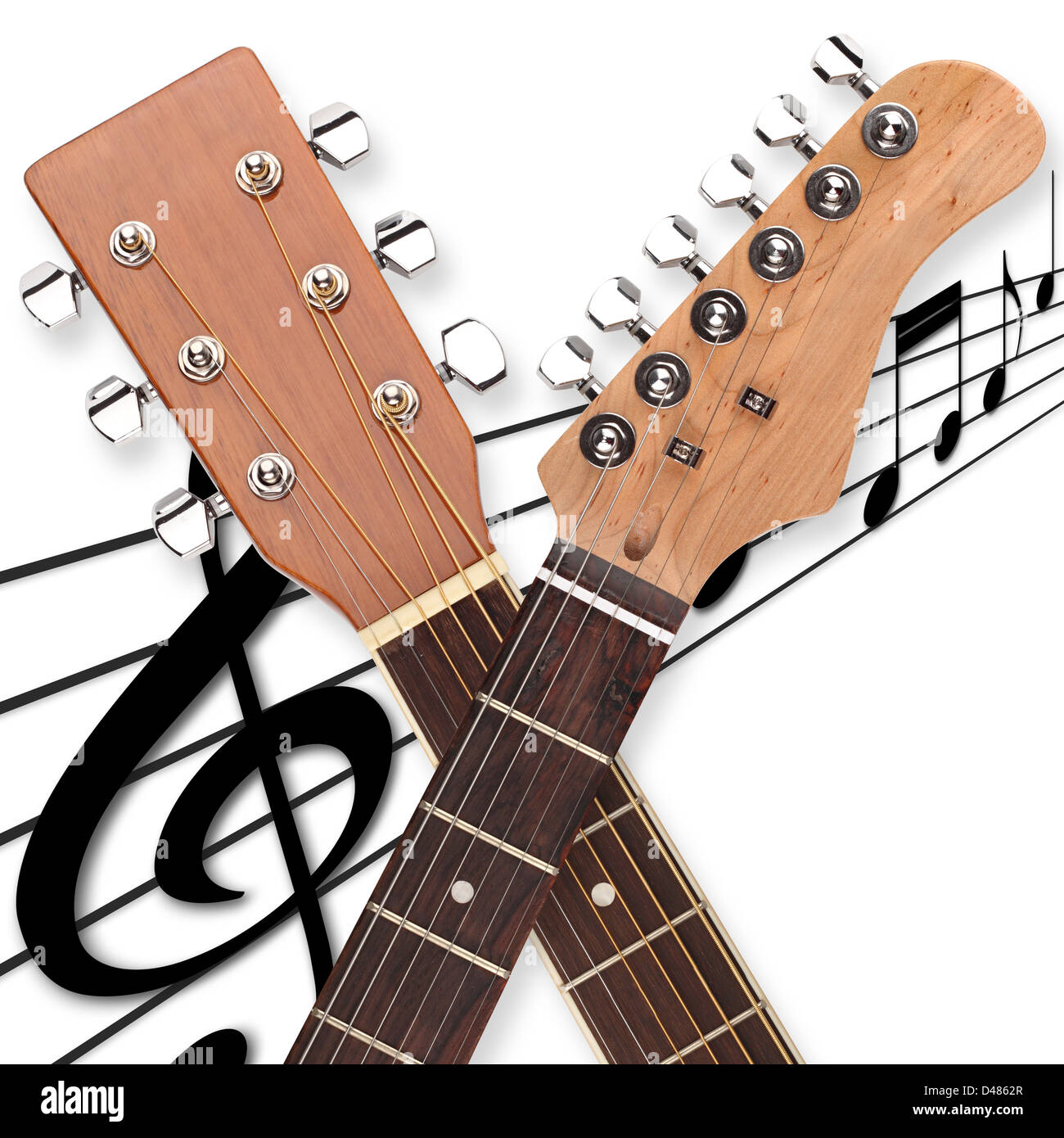Guitar on sheet music hi-res stock photography and images - Alamy