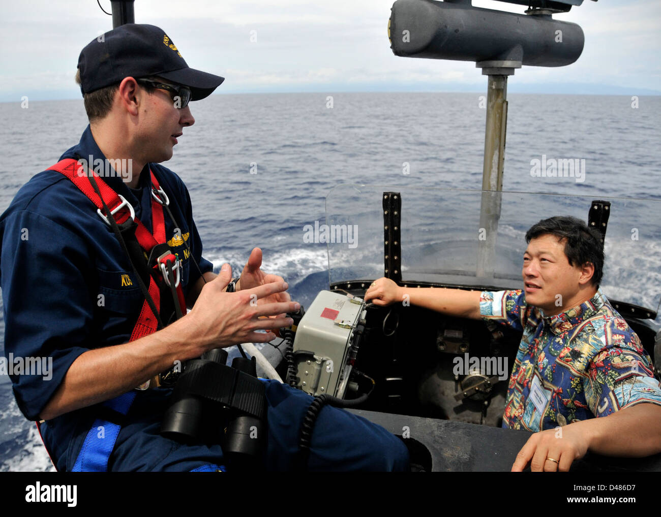 A U.S. Navy officer provides an overview of submarine operations in the ...
