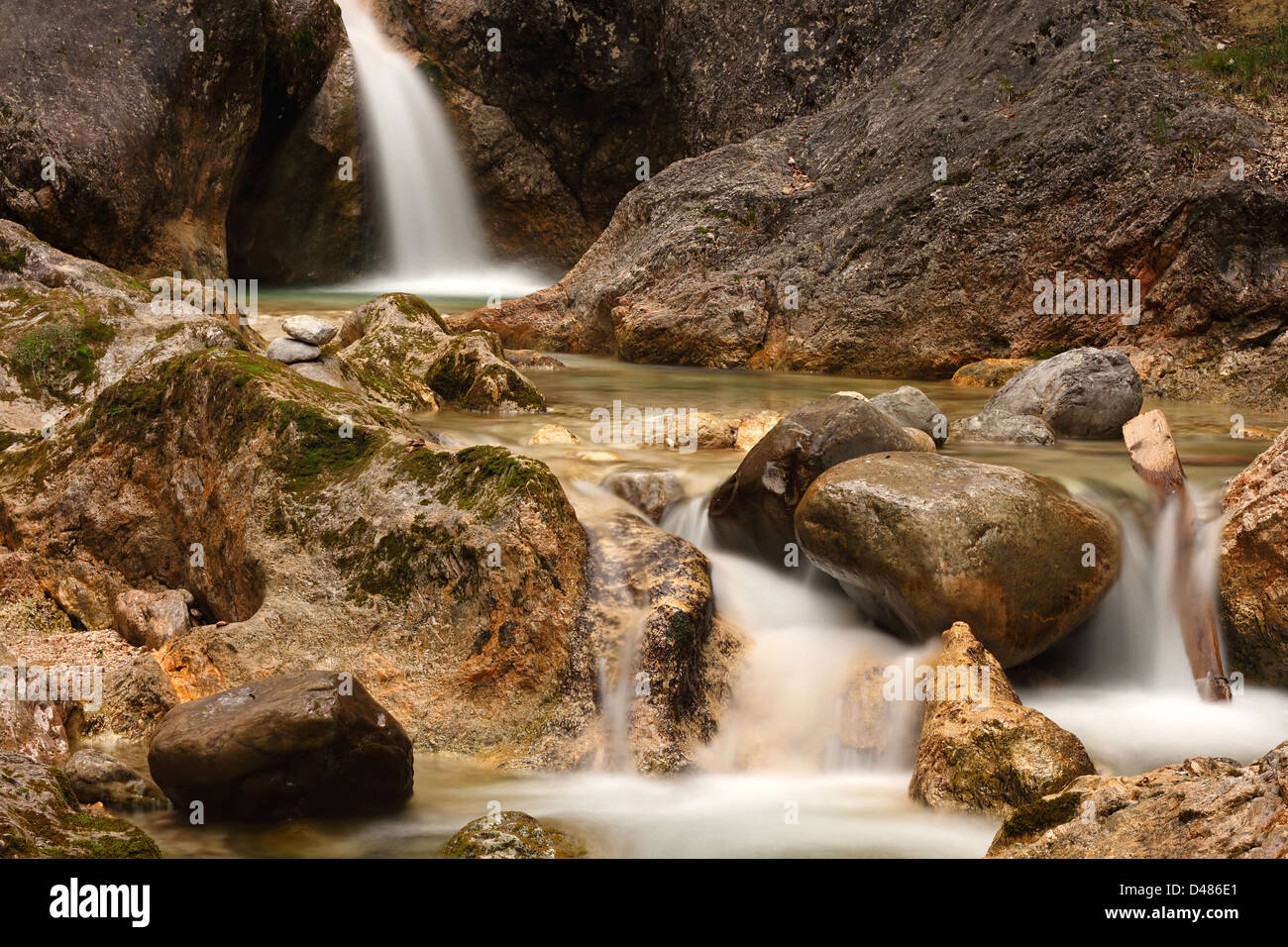 waterfall in a bavarian alpine brook Stock Photo - Alamy