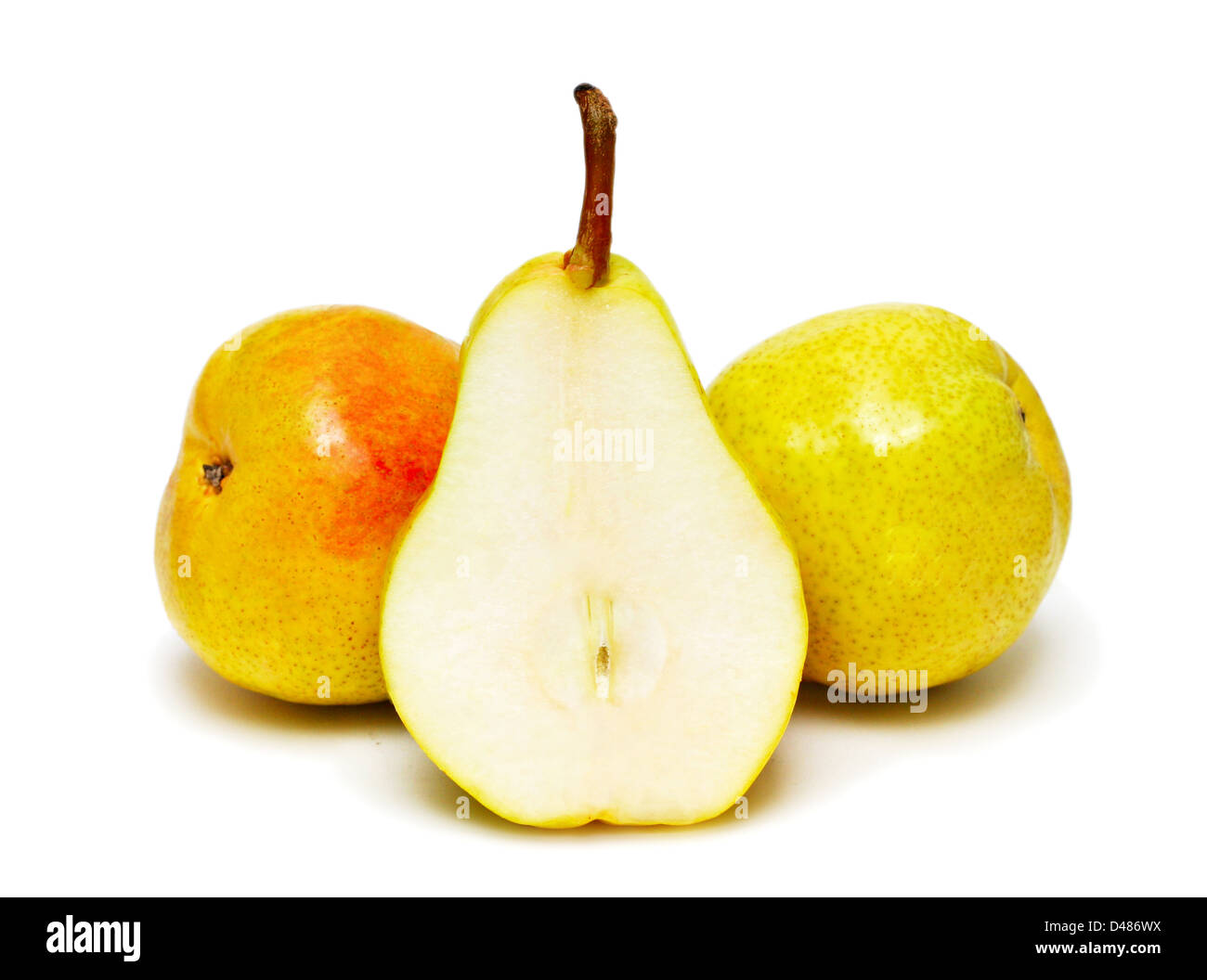 Three ripe pears isolated on white background Stock Photo - Alamy