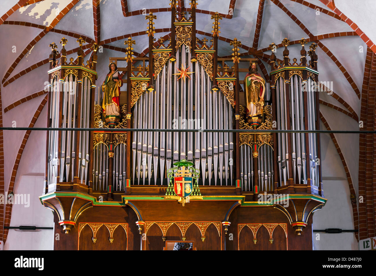 Organs, Gothic cathedral in Olsztyn, Warmia and Mazury, Poland Stock ...