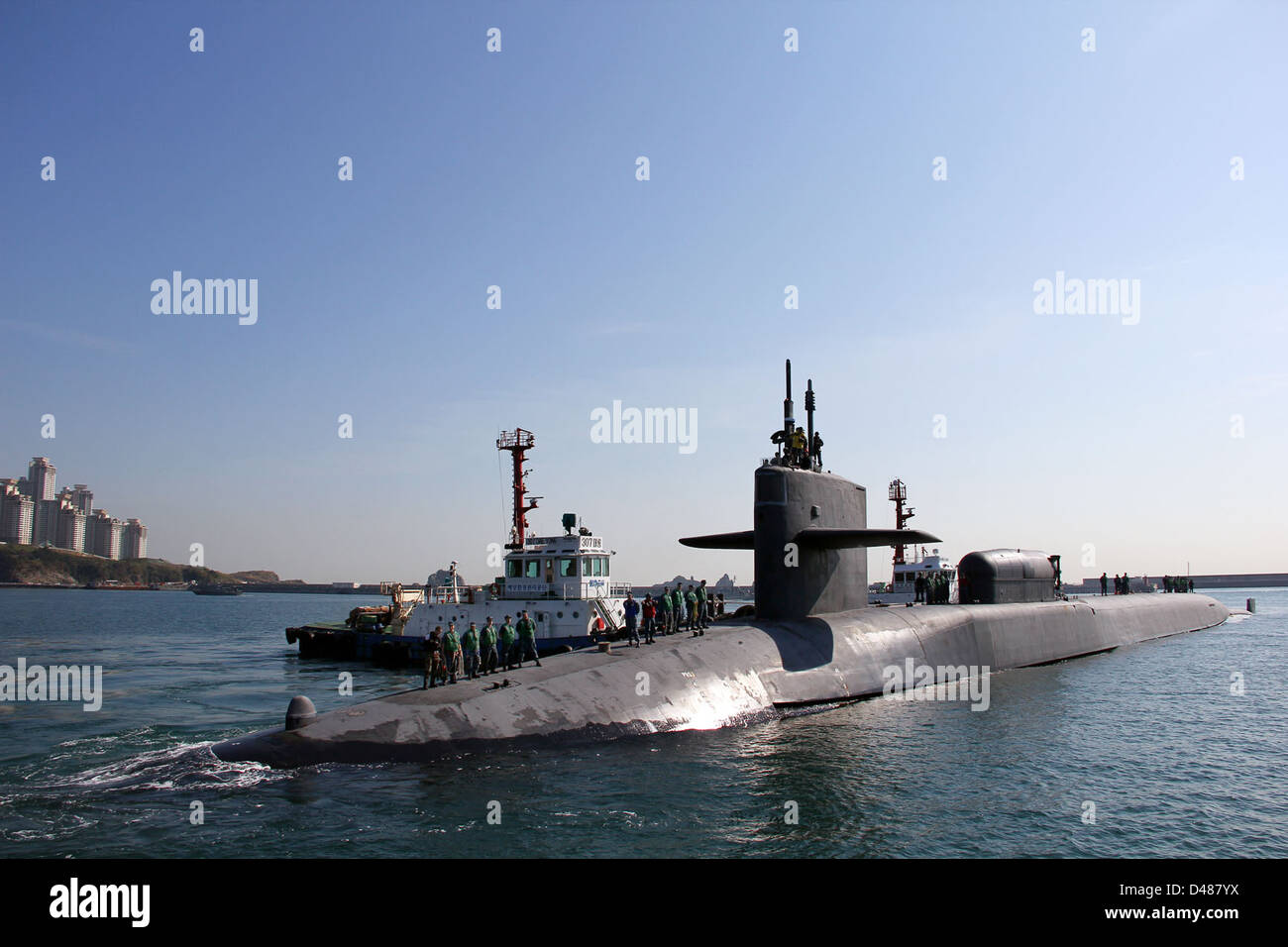 The USS Ohio arrives in Busan, South Korea, marking the vessel’s ...