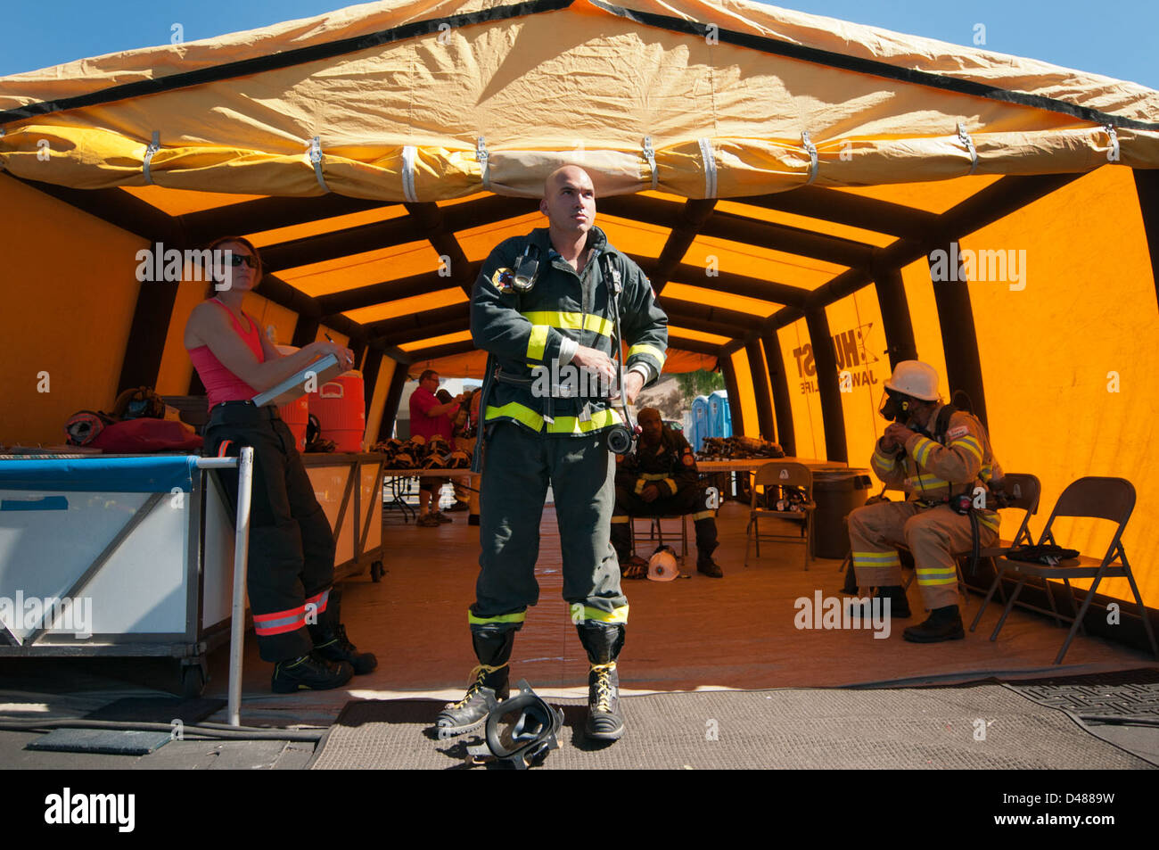 A U.S. Navy Sailor prepares for a safety challenge in El Cajon ...