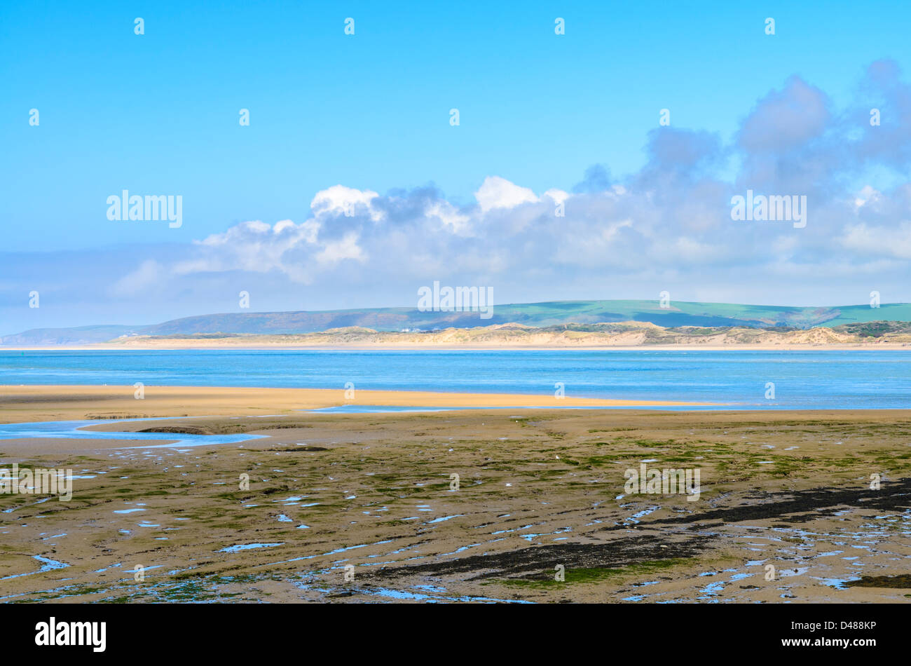 The Taw and Torridge estuary at Appledore with Braunton Burrows in the ...