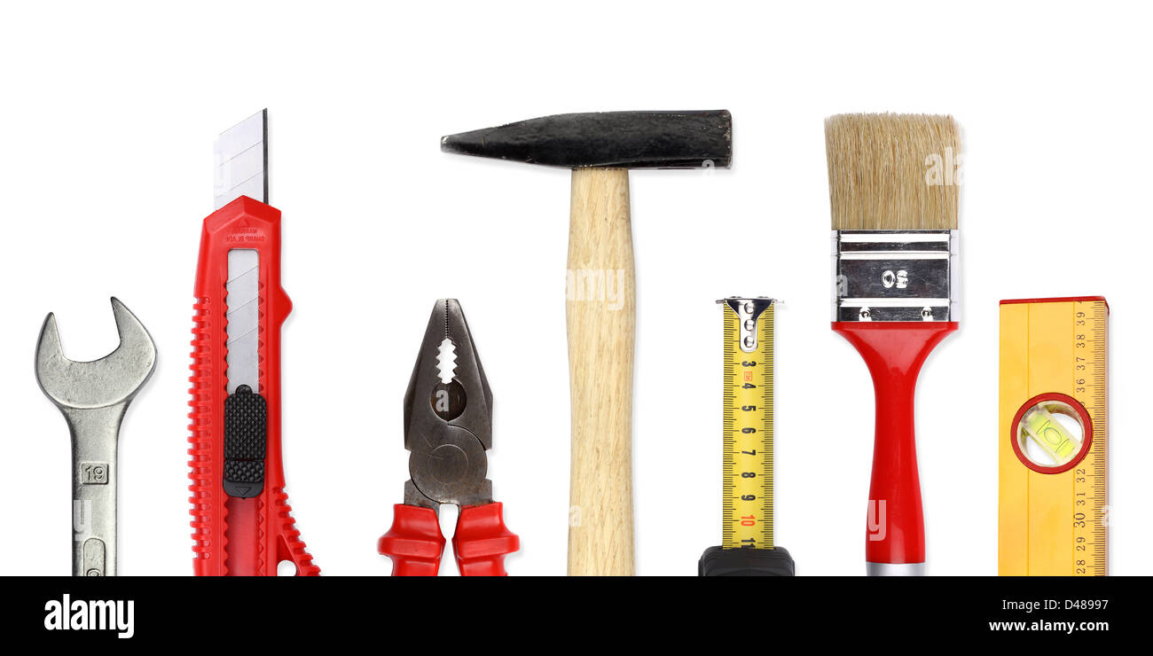 A Set of a lot of different tools and working materials Stock Photo - Alamy