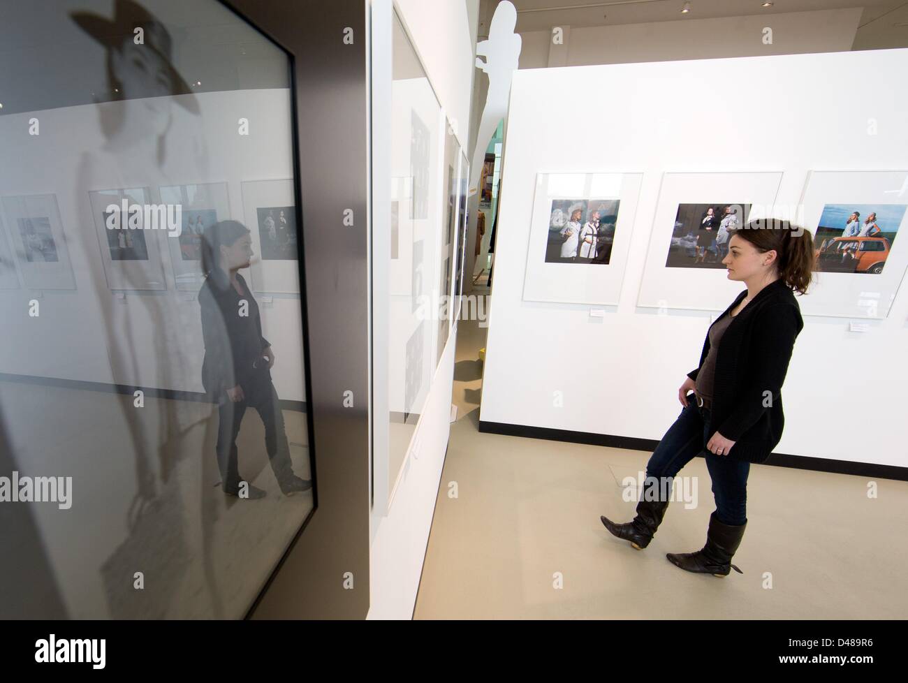 Photographs of Yva hang on the wall of City Museum in Nordhorn, Germany ...