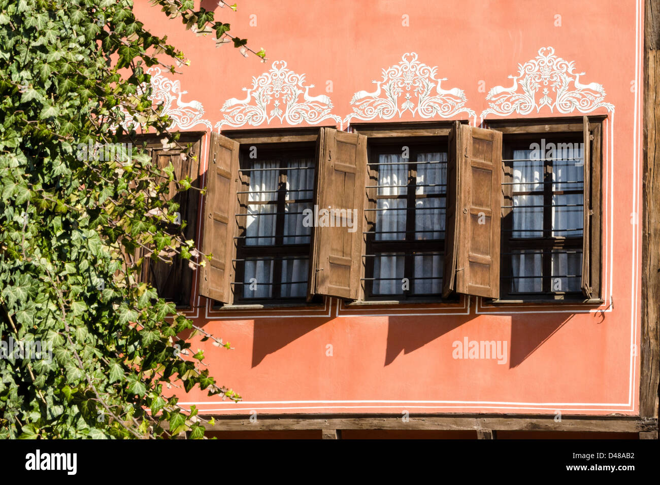 Windows with wooden shutters in the Old Town Plovdiv Bulgaria Balkans ...