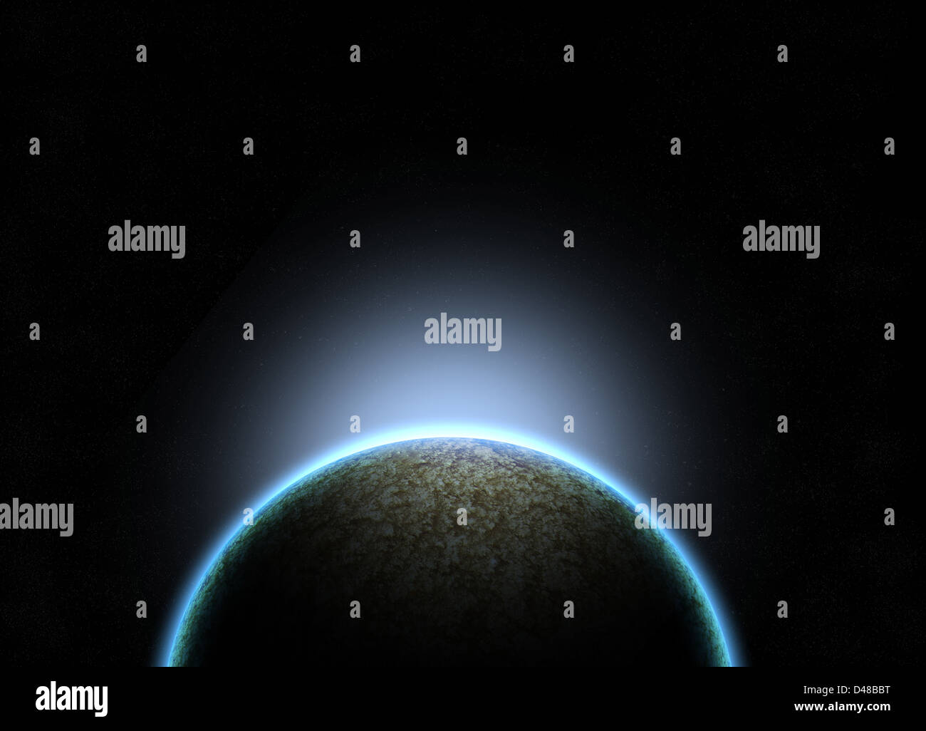 Planet with galaxy and light effect Stock Photo - Alamy