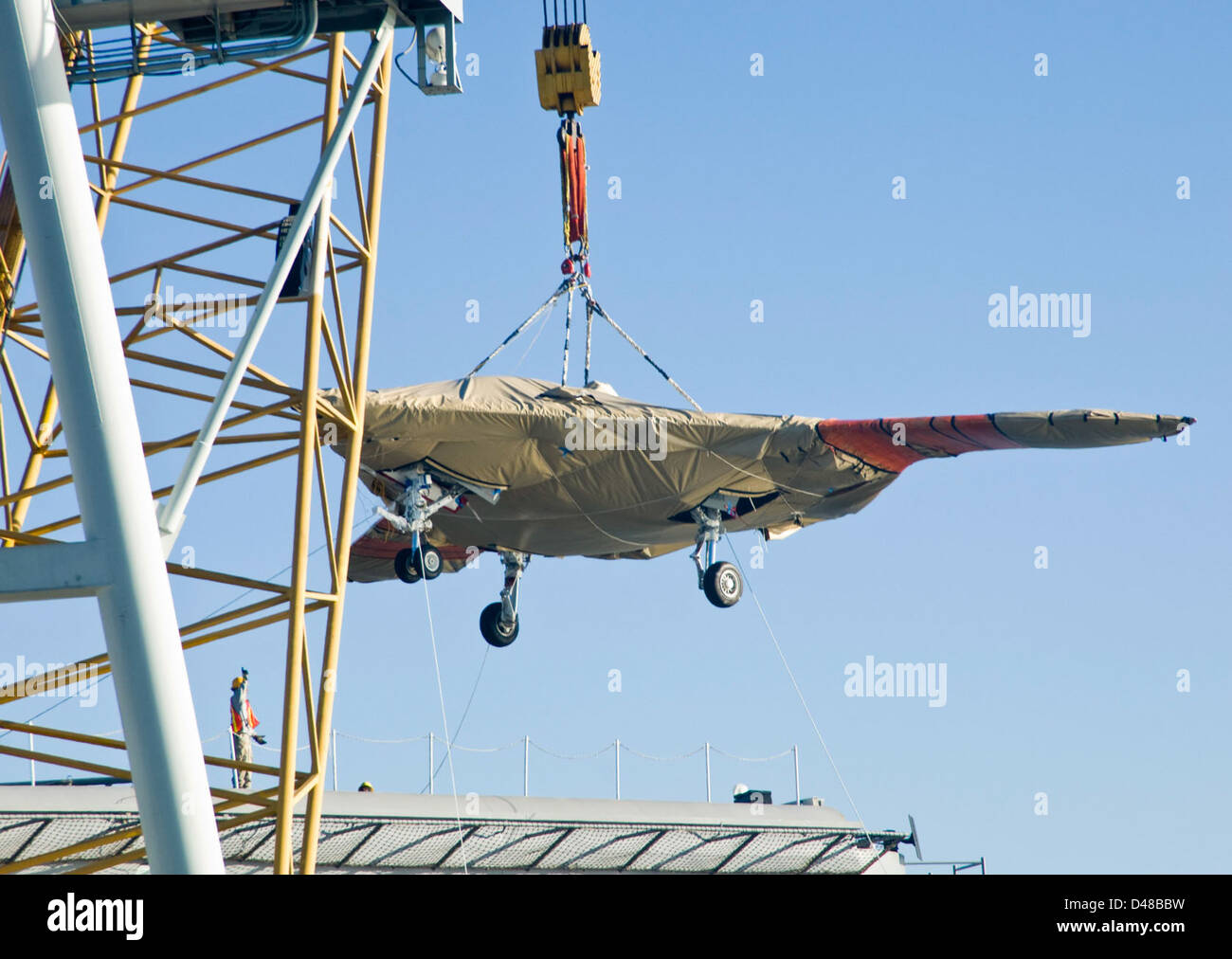 The X-47B Unmanned Combat Air System (UCAS) demonstrator was loaded ...