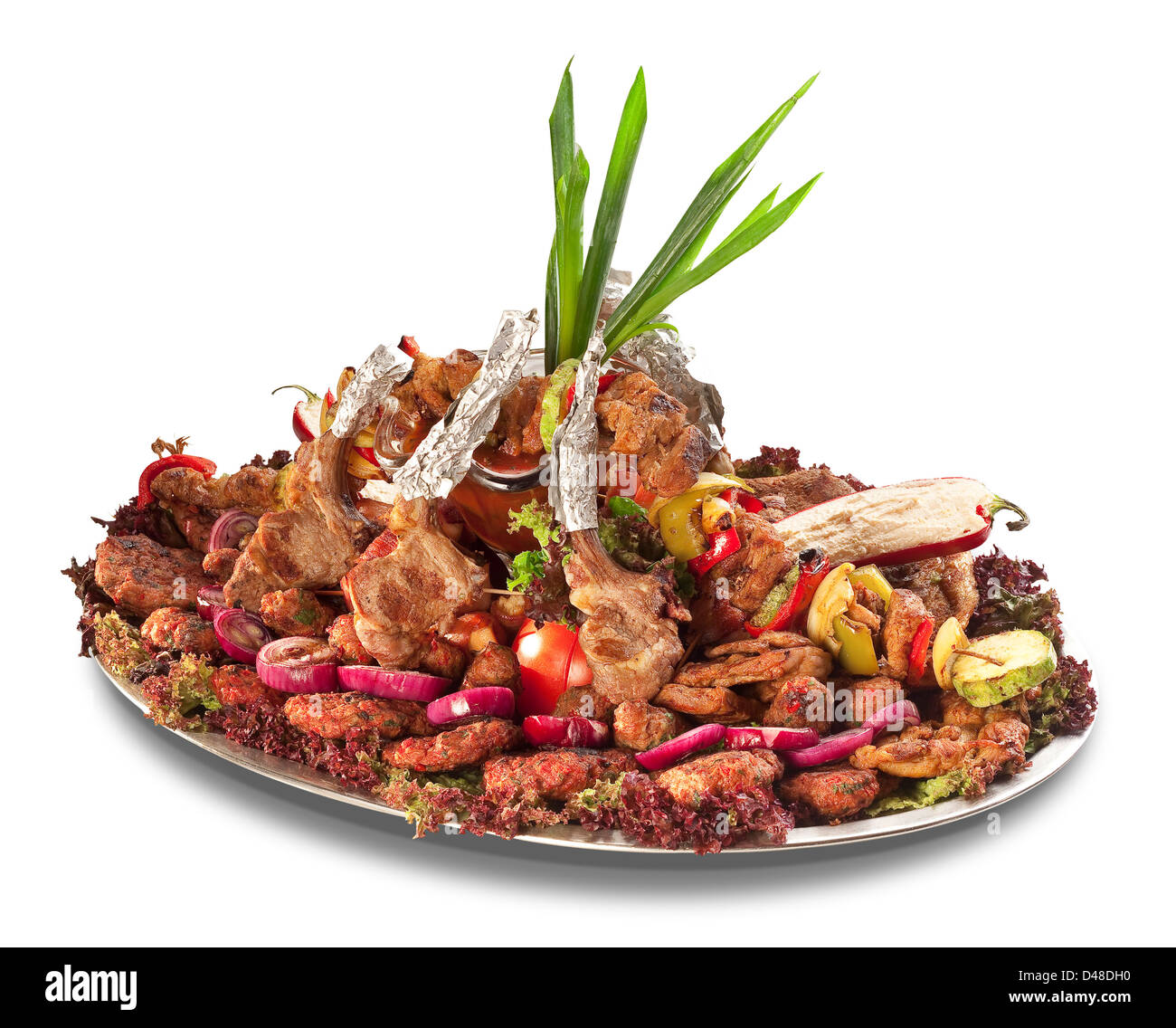 a large platter with plenty of meat and vegetables Stock Photo - Alamy