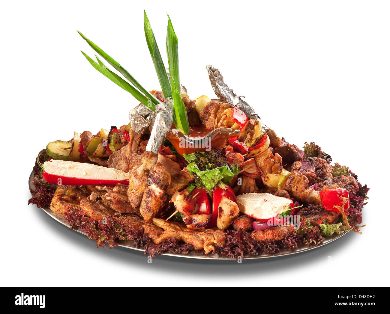 a large platter with plenty of meat and vegetables Stock Photo - Alamy
