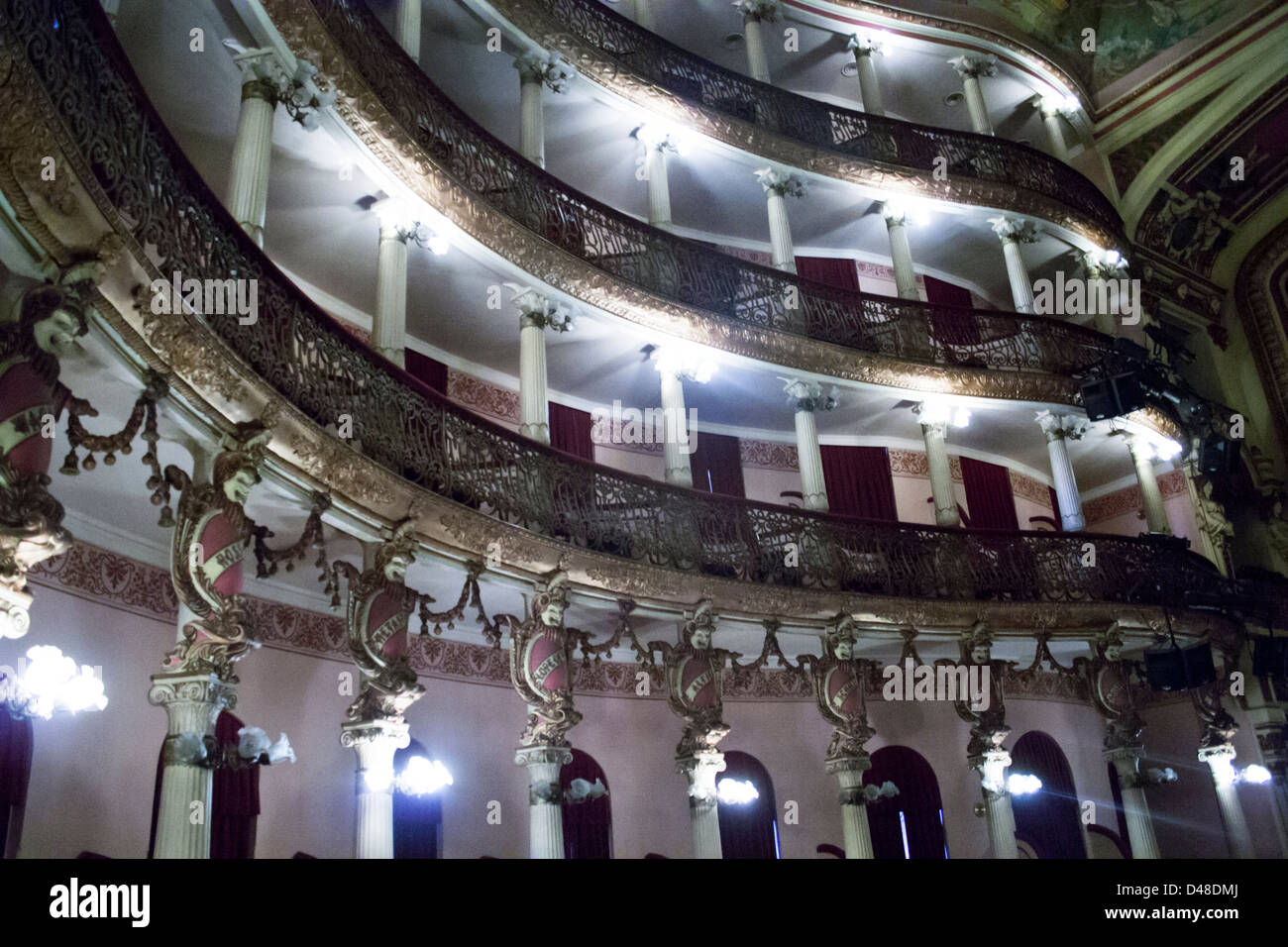 inside details of Amazon Theater (Teatro Amazonas) in Manaus city ...