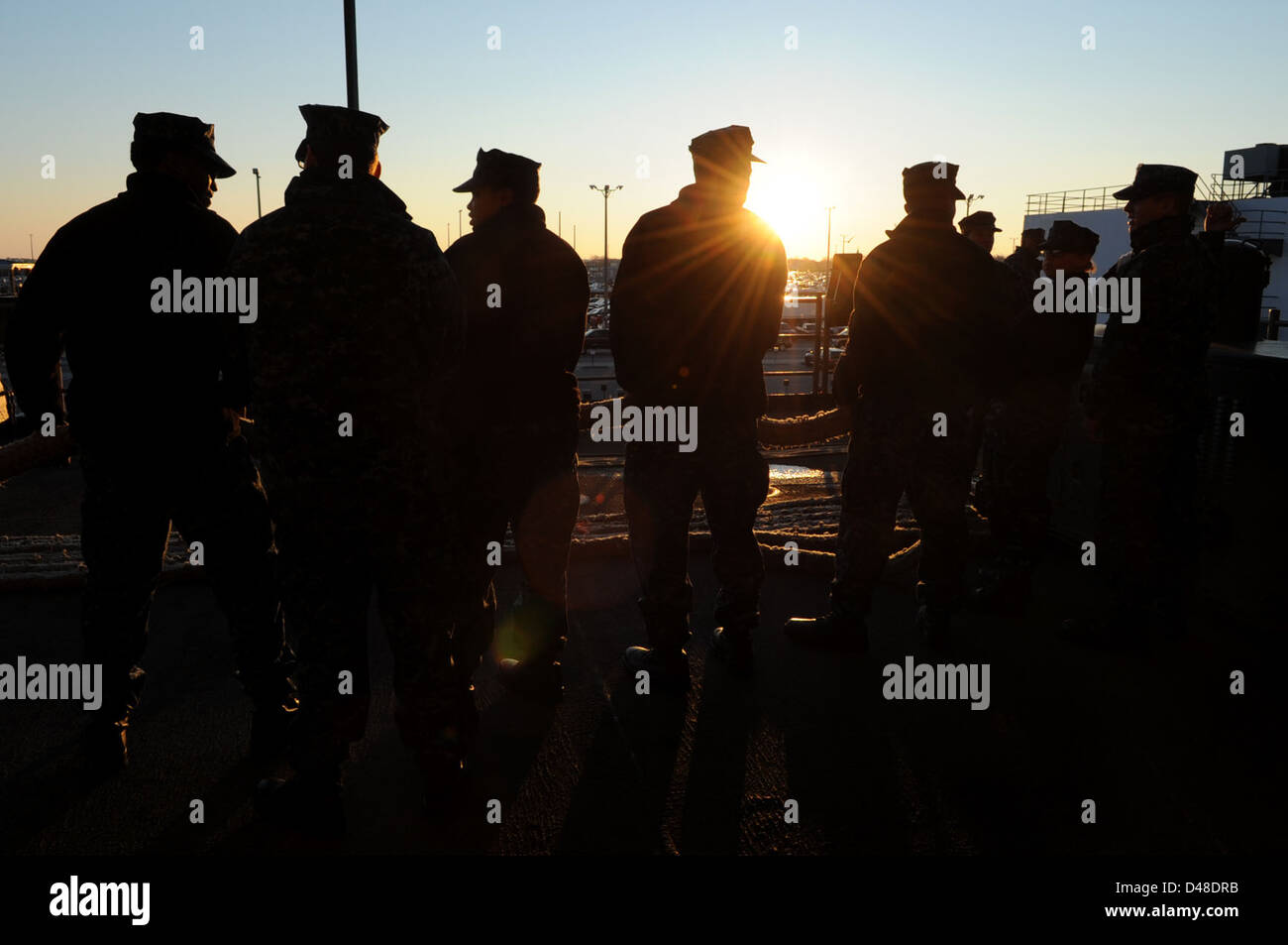 Sailors at Norfolk simulate a mooring line operation as part of routine ...